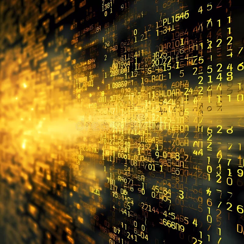 Computer Background with Blue Digits and Symbols on a Black Background ...