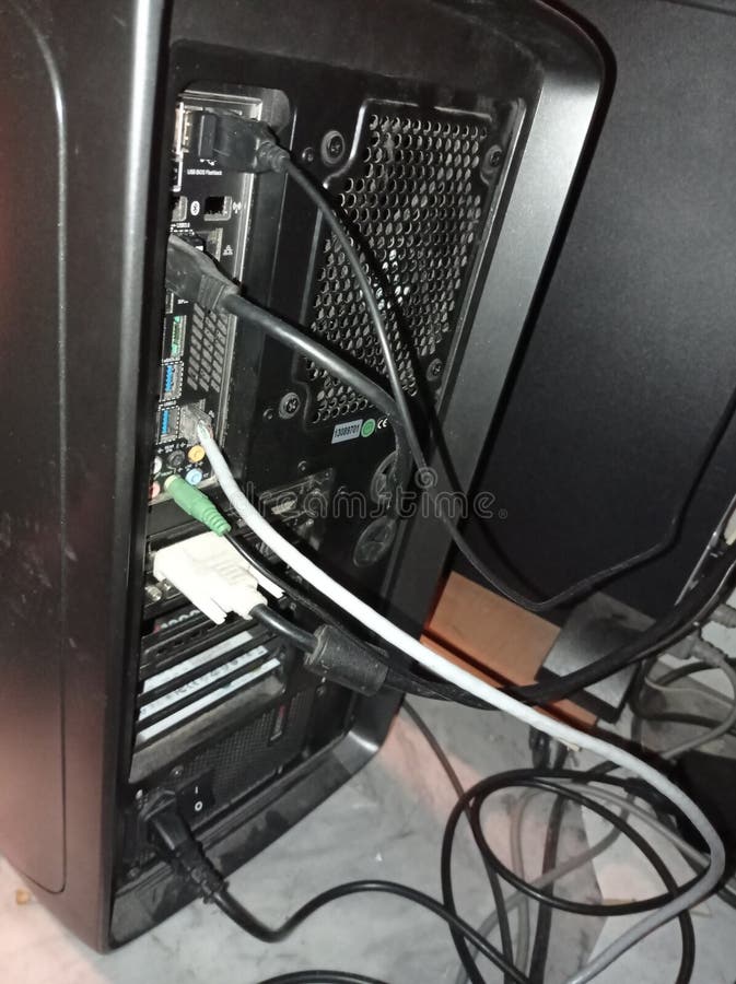 Computer Backside with Cable Stock Photo - Image of backside, machine ...