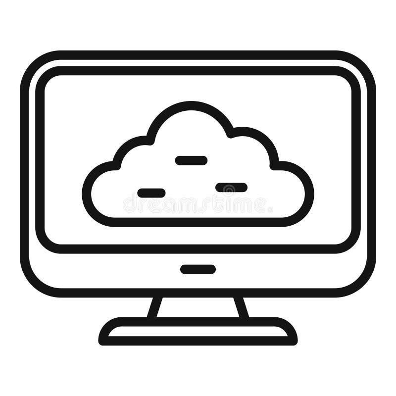 Computer Backup Icon Outline Vector Data Cloud Stock Vector