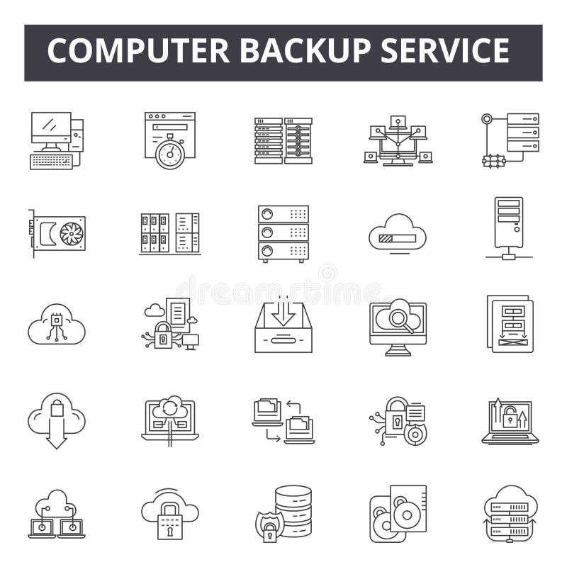 Computer Backup Service Line Icons, Signs, Vector Set, Outline ...
