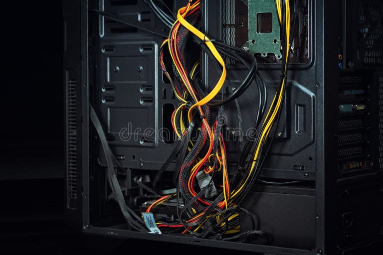 Computer: Bad Cable Management Stock Photo - Image of internal, back ...
