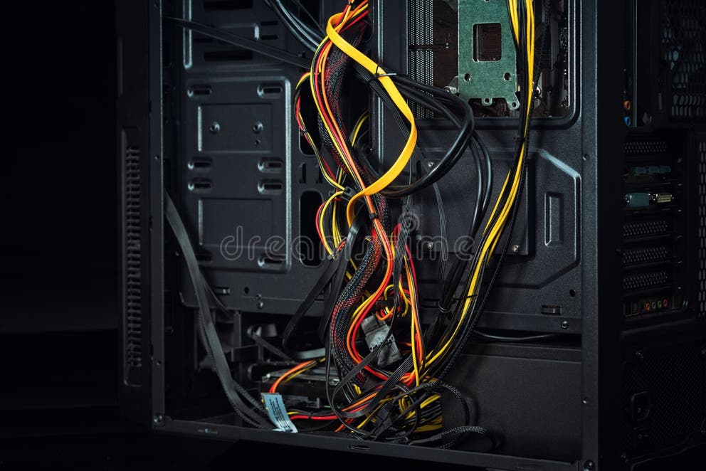 Computer: Bad Cable Management Stock Photo - Image of internal, back ...