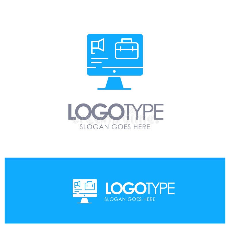 Computer, Bag, Speaker, Job Blue Solid Logo with Place for Tagline ...