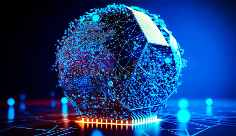 Computer Ball with Network of Dots Around it. Generative AI Stock ...