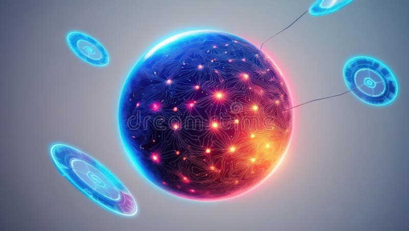 Computer Ball Overflowing with Coins Representing Wealth, Technology ...