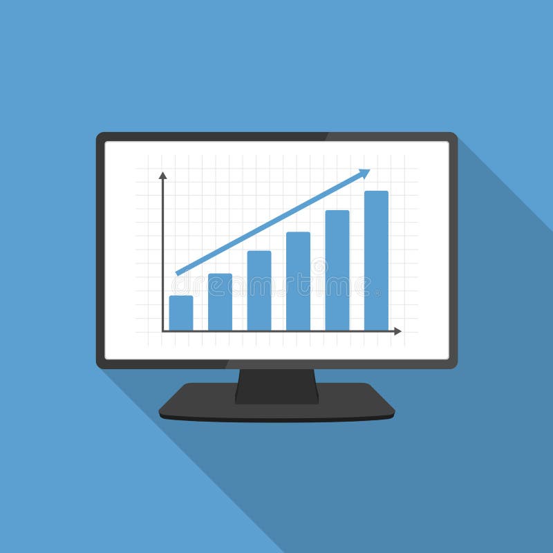 Computer with Bar Graph stock vector. Illustration of screen - 46956508
