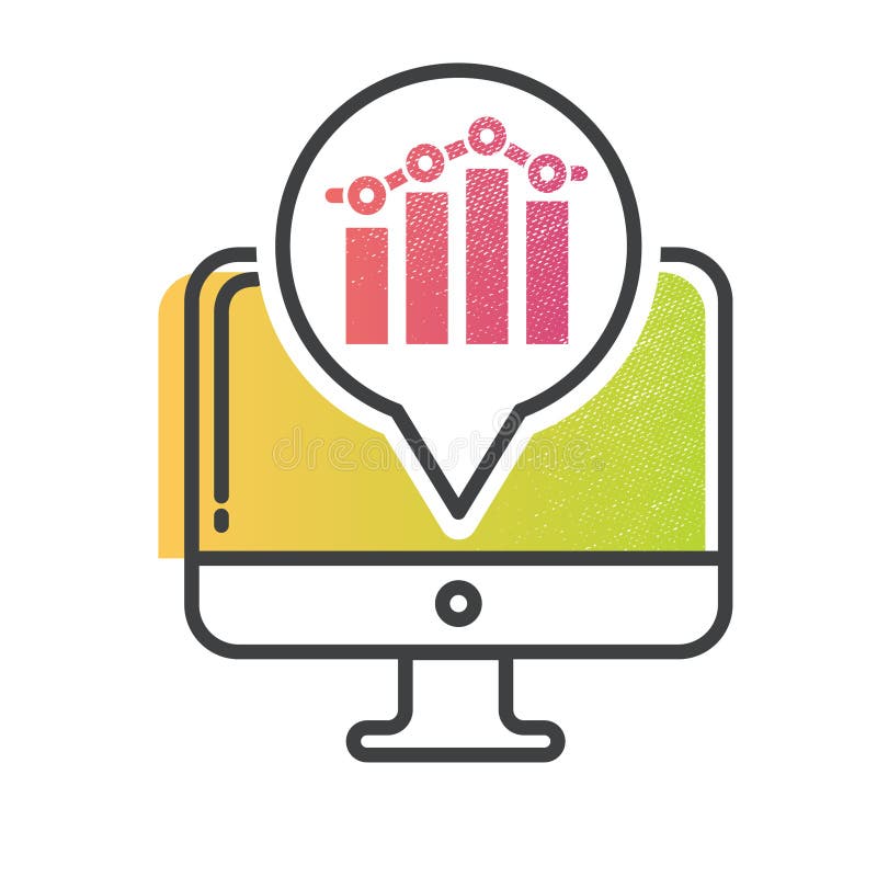 Computer with Bar Graph. Vector Illustration Decorative Design Stock ...