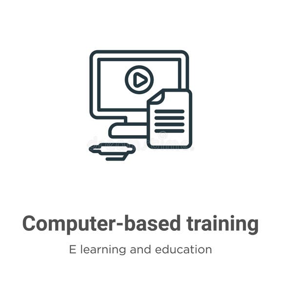 Computer-based Training Outline Vector Icon. Thin Line Black Computer ...