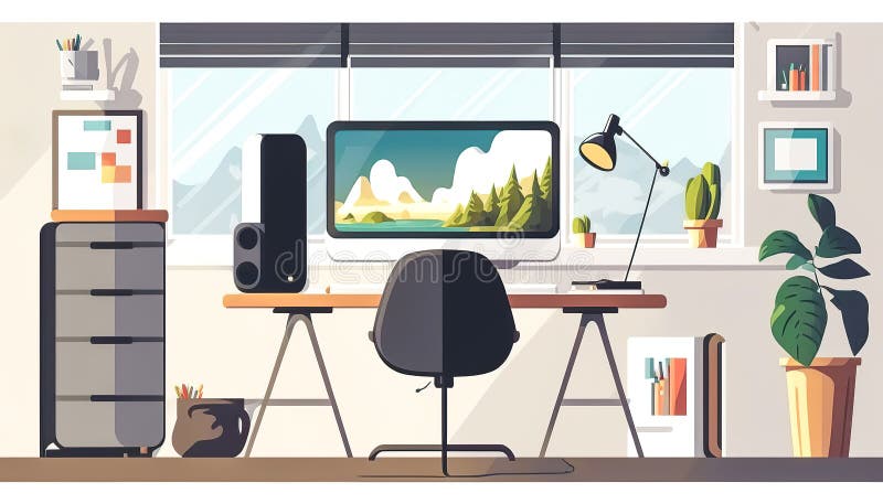 A Computer with a Beautiful Landscape on the Splash Screen, Generative ...