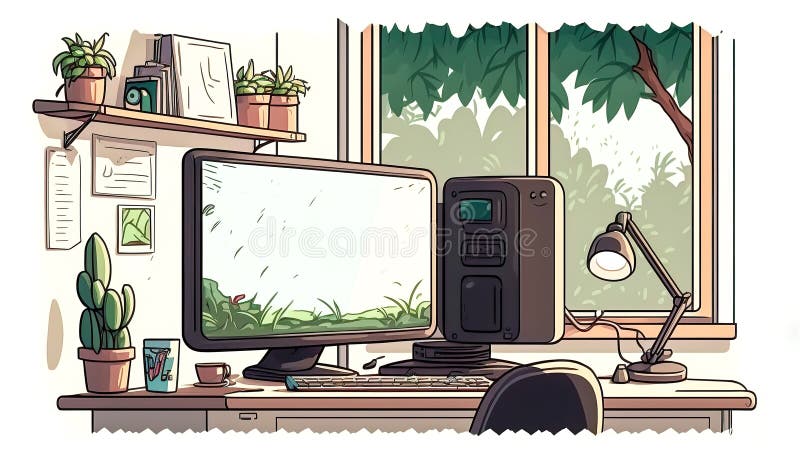 A Computer with a Beautiful Landscape on the Splash Screen, Generative ...