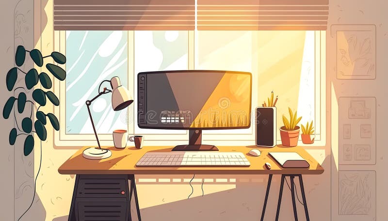 A Computer with a Beautiful Landscape on the Splash Screen, Generative ...