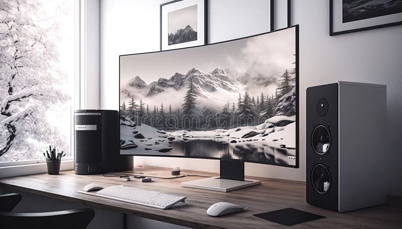 A Computer with a Beautiful Landscape on the Splash Screen, Generative ...