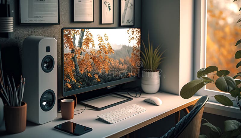 A Computer with a Beautiful Landscape on the Splash Screen, Generative ...