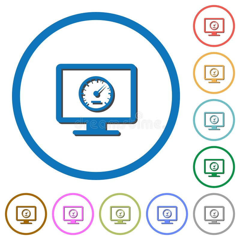 Computer Benchmark Icons with Shadows and Outlines Stock Vector ...