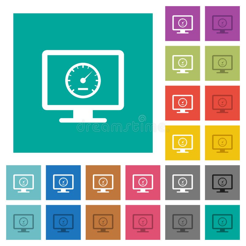 Computer Benchmark Square Flat Multi Colored Icons Stock Vector ...
