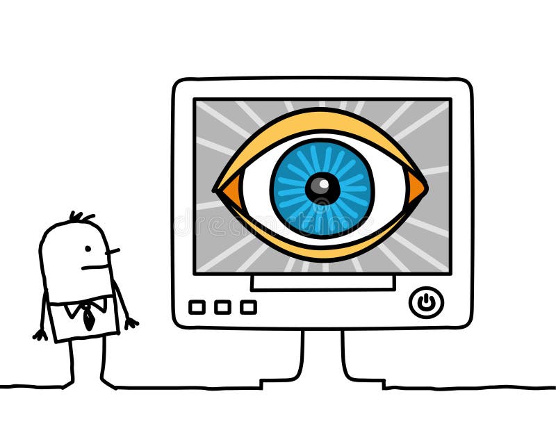 Computer & big brother stock vector. Illustration of surveillance ...