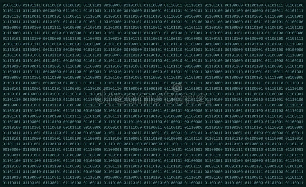 Computer Binary Code of Ones and Zeros Displayed on Digital Screen with Columns and Rows of ...