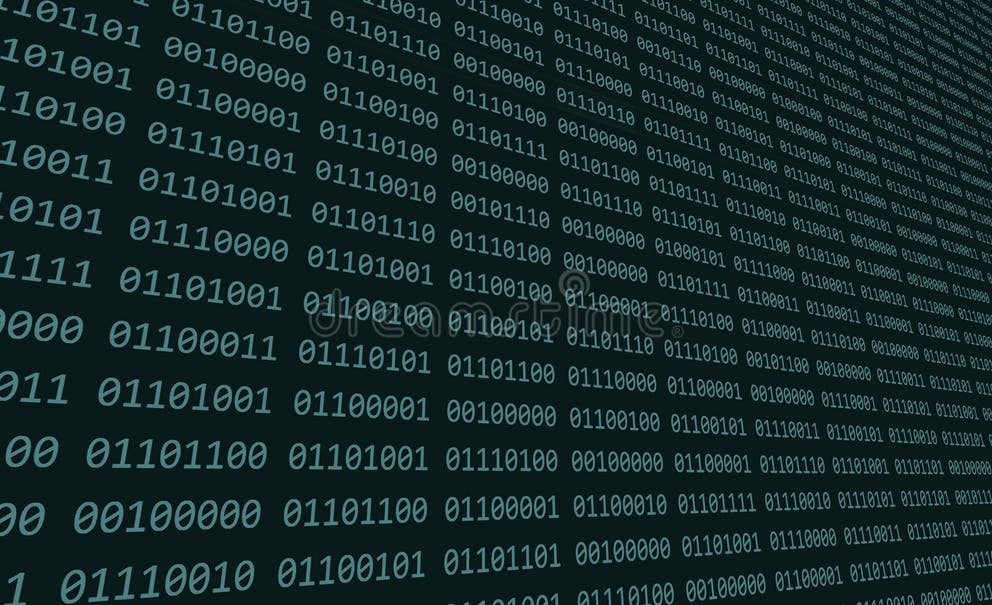Computer Binary Code of Ones and Zeros Displayed on Digital Screen with Columns and Rows of ...