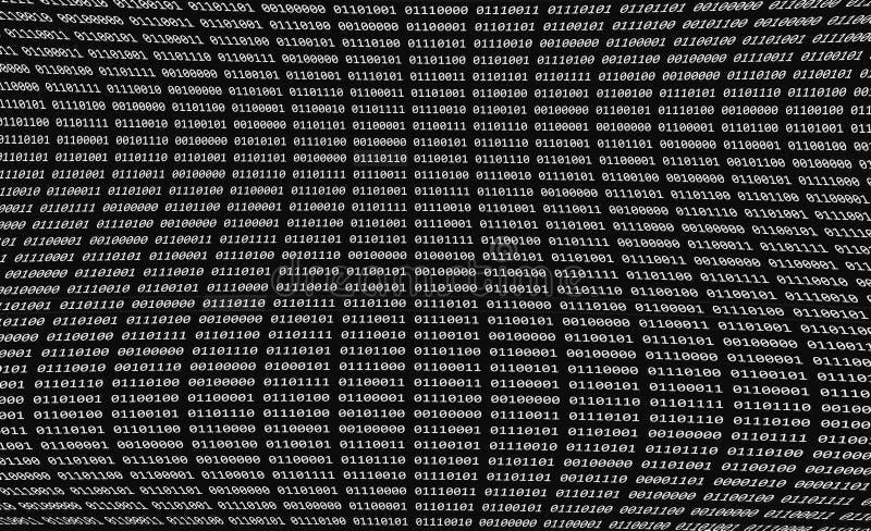 Computer Binary Code Of Ones And Zeros Displayed On Warped Digital