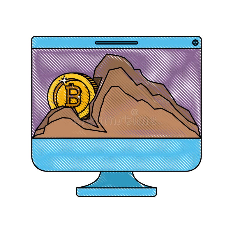 Computer with Bitcoin Mine Commerce Stock Vector - Illustration of ...