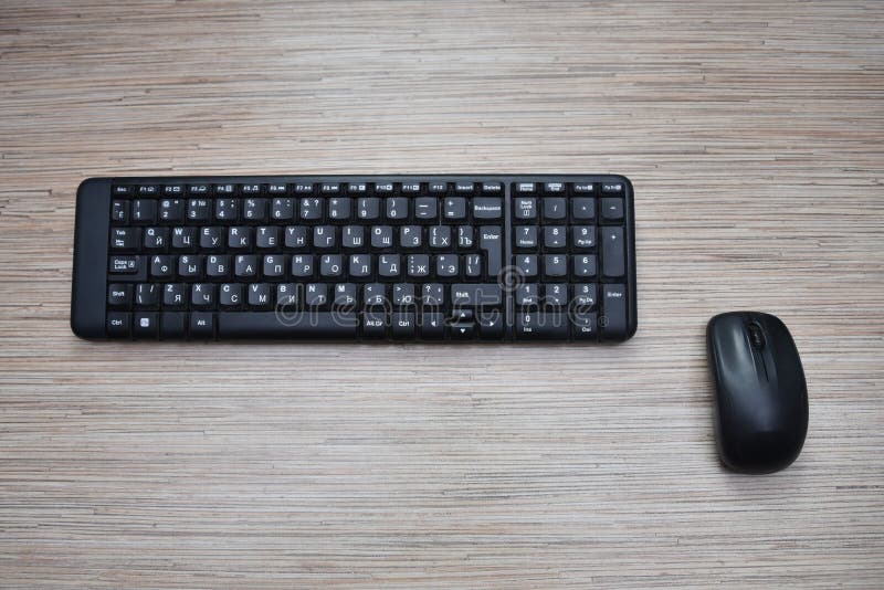 Computer Black Keyboard and Mouse on the Table Stock Image - Image of ...