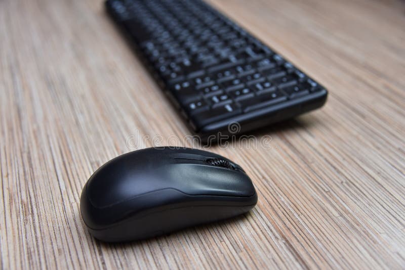 Computer Black Keyboard and Mouse on the Table Stock Photo - Image of ...