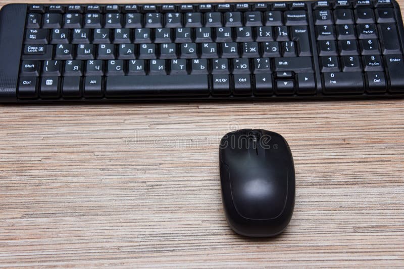 Computer Black Keyboard and Mouse on the Table Stock Image - Image of ...