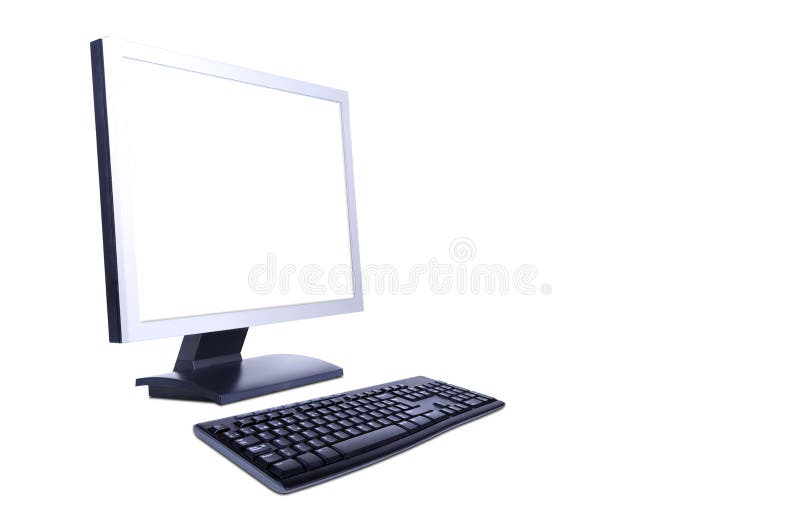 Computer with blank screen stock image. Image of silver - 57785859