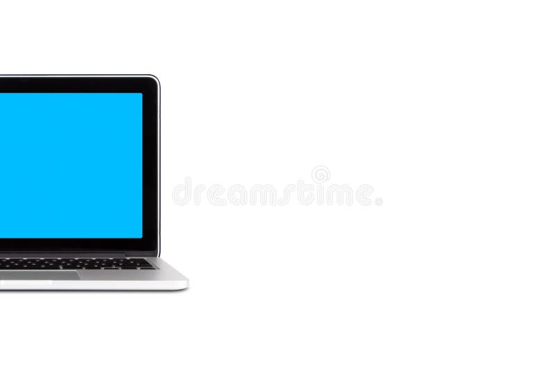 Computer with Blue and Blank Screen Mock Up Stock Illustration ...