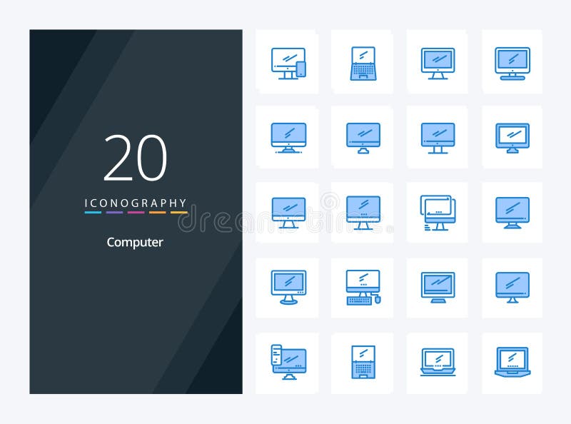 20 Computer Blue Color Icon for Presentation Stock Vector ...