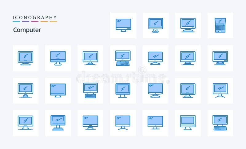 25 Computer Blue icon pack stock vector. Illustration of computer ...