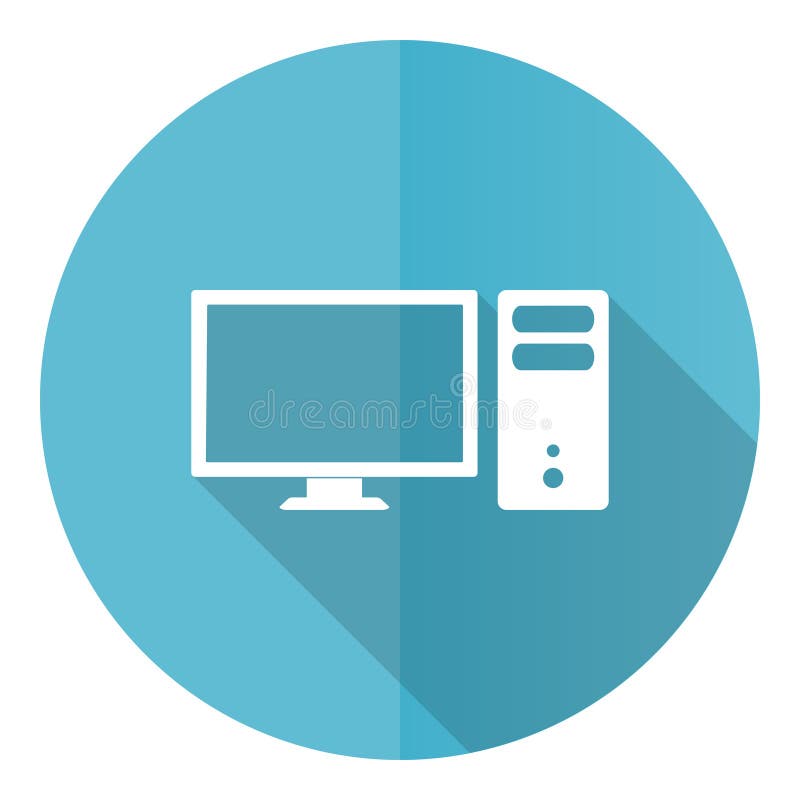 Computer Blue Circle Icons Set Stock Illustration - Illustration of ...
