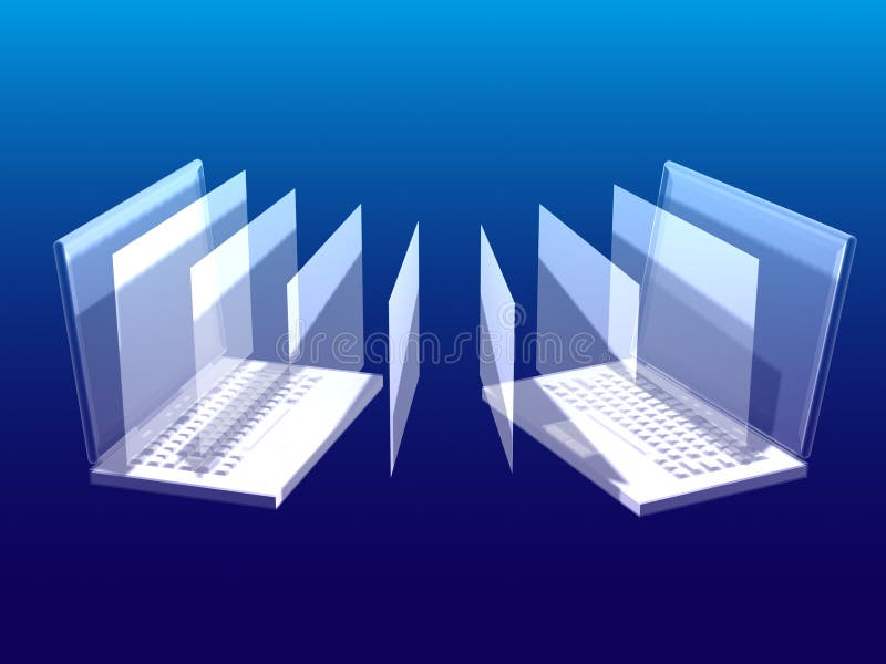 Computer with a Blue Screen on a Blue Background Stock Illustration ...