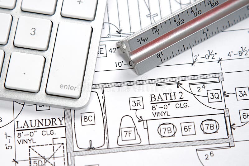 Computer Blueprint stock photo. Image of room, architect - 8708812