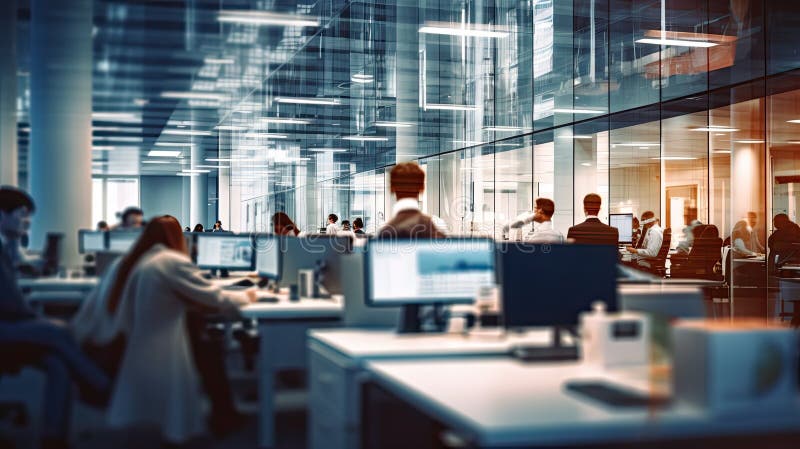 Computer Blurred Interior Office Stock Illustration - Illustration of ...