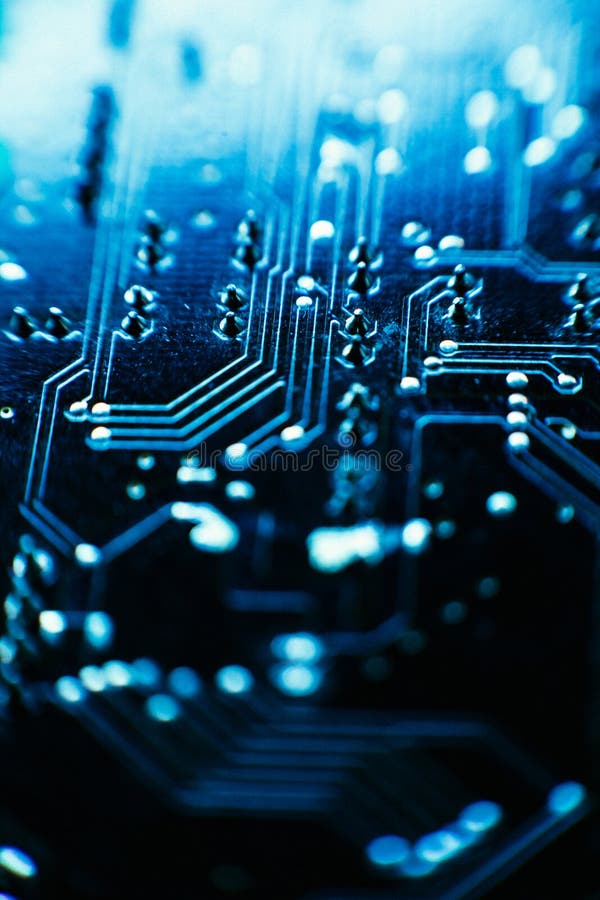 Computer Board Blue Color Close-up Stock Image - Image of digital ...