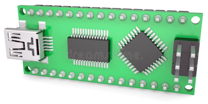 Computer Board with Chips and USB Output Stock Illustration ...