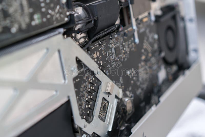 Computer Board Close-up. Repair of the Disassembled Computer. Stock ...