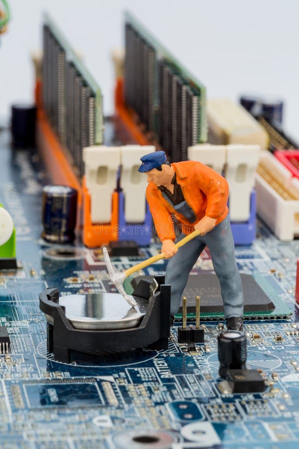Computer Board and Construction Workers Stock Photo - Image of chop ...