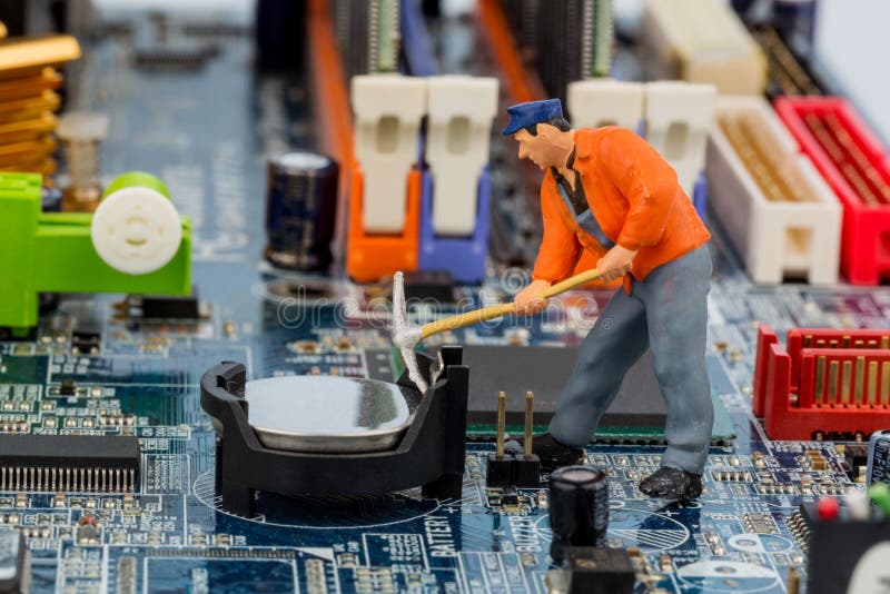Computer Board and Construction Workers Stock Photo - Image of chop ...