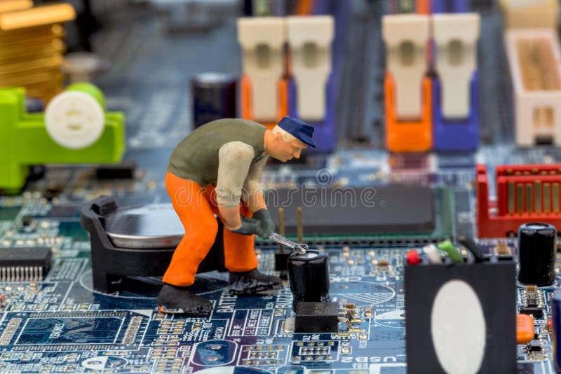 Computer Board and Construction Workers Stock Image - Image of ...