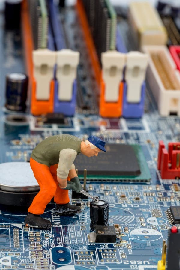 Computer Board and Construction Workers Stock Image - Image of ...