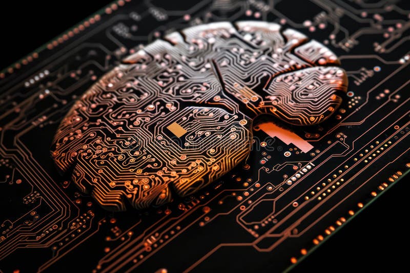 Computer Board in the Form of the Brain of a Human Head Generative Ai ...