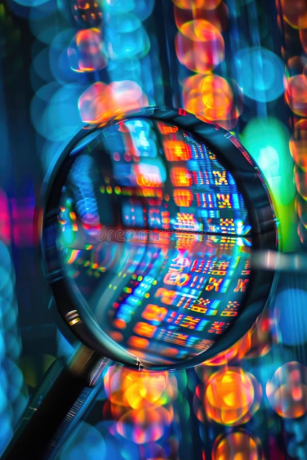 Computer Board Seo Magnifying Glass. Selective Focus Stock Illustration ...