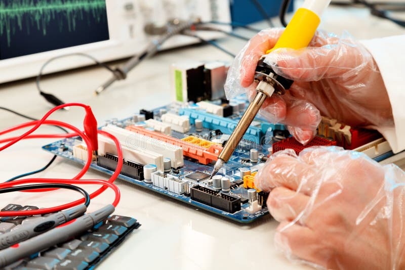 Computer board soldering stock photo. Image of electronic - 26764918