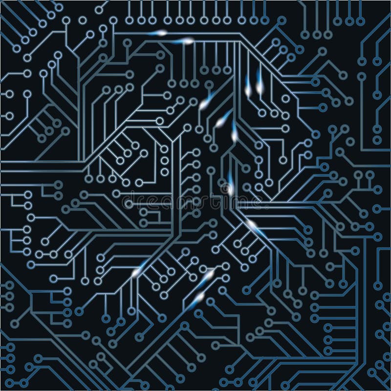 Computer board with wiring stock vector. Illustration of concealment ...