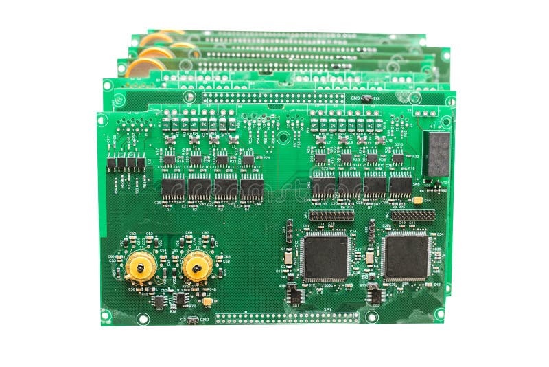 Computer Boards in a Row Isolated on White Background Stock Photo ...