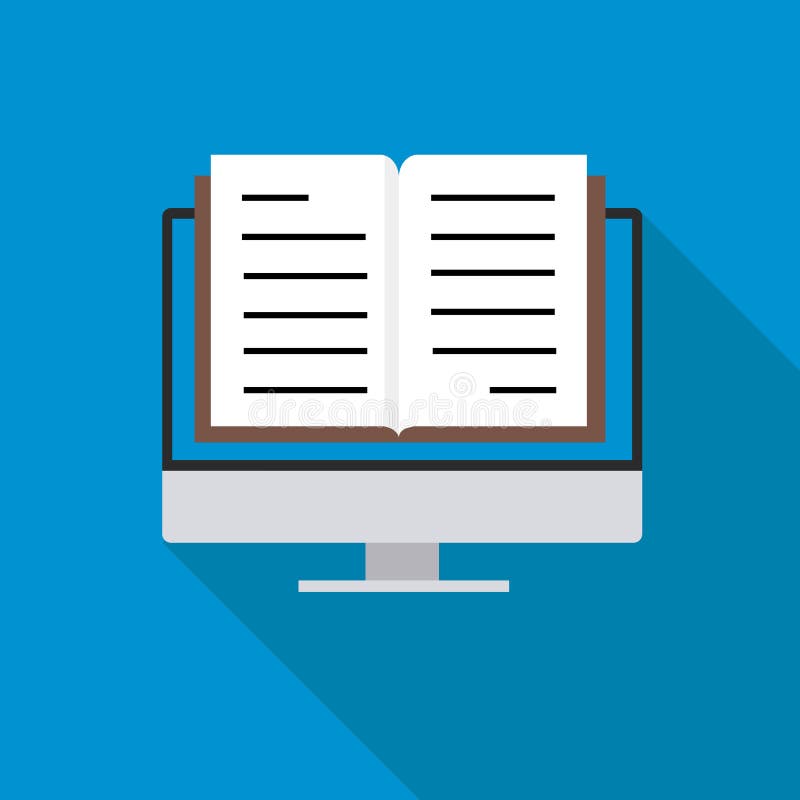Computer with Book Logo. E-learning, Online Library Concept Stock ...