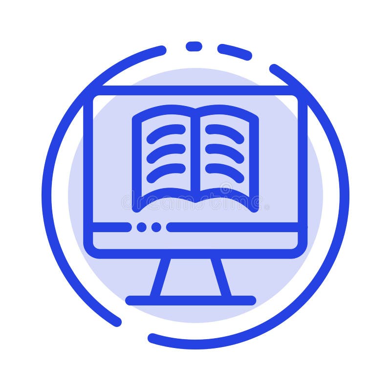 Computer, Book, OnTechnology Blue Dotted Line Line Icon Stock Vector ...