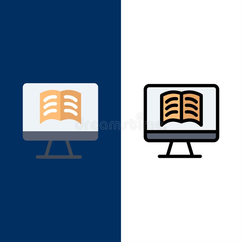 Computer, Book, OnTechnology Icons. Flat and Line Filled Icon Set ...